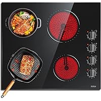 Ceramic Hob 4 Zones Electric Hob with Knobs Built in 6000W Ceramic Hob ...