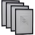 Black A3 Boxed Gallery wooden Photo Frame Set of 4 with Double Mounts ...
