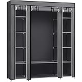 HOMIDEC Portable Wardrobe 20 Cube Closet with 3 Clothes Hanging Rails ...