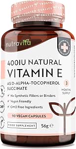 Vitamin E 400IU D-Alpha Tocopherol – 100% Natural Vitamin E – 90 Vegan ...