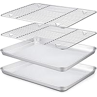 Baking Tray with Rack Set - 4 Pack (2 Trays+2 Racks), HaWare Stainless ...
