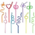 20PCS Reusable Straw, Curly Hard Plastic Straws, Party Drinking Straws ...