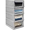 Set of 4 Stackable Foldable Wardrobe Storage Box Organizer (Easy Open ...