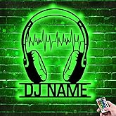 Personalized Neon Sign, Custom Name DJ Disc Jockey Headphones Metal LED ...