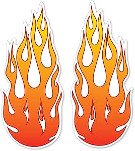 Landing Designs 2 x Small Flame/Fire- funny kids, car, van decal ...