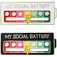 My Social Battery Badge,2PCS My Social Battery Pin,Social Battery Pin ...