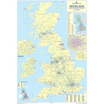 laminated Educational wall poster UK counties map | GB Great Britain ...