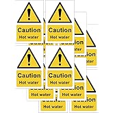 Conjured (10-Pack) Caution Hot Water Warning Self-Adhesive Signs ...