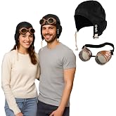 FNA FASHIONS® Biggles Hat Pilot Goggles Frame Aviator Grandpa's Great ...