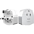 TechMax US to UK Plug Adapter Pack of 2 Type A and B to Type G Plug ...