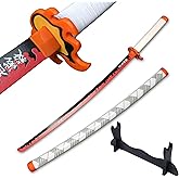 Demon Slayer Fire God Kamado Tanjiro Katana/Sword 104cm Life Size - Bamboo Wood Tanjiro Kamadoo ...