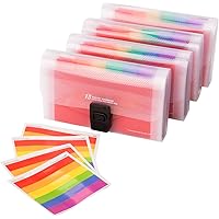 4 Pack A6 Size 13 Pockets Expanding File Folder Portable Rainbow ...