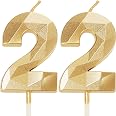 Gold 22nd Birthday Candles Number for Cake, Birthday Cake Toppers ...