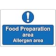 Food preparation area allergen area Safety sign - Self adhesive sticker ...