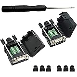 AAOTOKK DB9 Screw Terminal Block Adapter D-SUB 9-pin RS232 Female to 9 +1 Pin/Way Female Serial ...