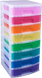 Really Useful Scrapbook Drawer Tower 8x9.5 Litre Clear/Rainbow : Amazon ...