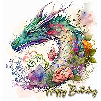 Dragon Watercolour Art Birthday Greeting Card Design 326 : Amazon.co.uk ...
