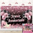 BUTEN Toile de fond pour anniversaire joyeux avec paillettes, points de ...