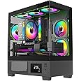 IONZ KZ-V Mini Aether mATX PC Gaming case, Tempered Glass, LED ...