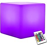 16-inch Rechargeable Colour Changing LED Mood Light Cube Stool w/t ...