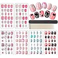 144 Pièces Faux Ongles pour Enfants, FITDON Appuyez sur Pré-collé Faux ...