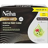 Neha Salon Skip Crème Hair Colour, Ammonia-Free Formula, Pack of 4 ...