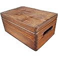 Wooden Box 30x20x13.5 cm with Lid and Handles in Brown Color : Amazon ...