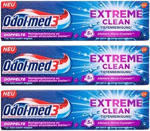 3x Odol-med 3 Extreme Clean Tiefenreinigung Zahnpasta 75 ml : Amazon.de ...