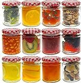 Nutley's 380ml Round Glass Jam Pickle Chutney Jar with Twist-Off Red Gingham Lids 3/4lb (Pack of ...