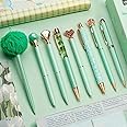 WEMATE 8Pcs Green Ballpoint Pens Set Pen Bling for Women,Girly Pens ...