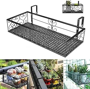 PEALOV Support de jardinière Suspendu de Balcon,Étagère à Plantes de ...