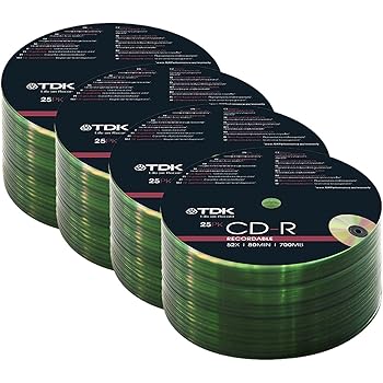 TDK 100 Pack Tdk Cd-R Recordable Discs 52X Speed 80Min: Amazon.co.uk: Electronics