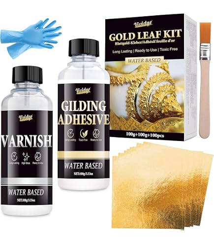 Gold Card A4 Gold Leaf Gilding Kit - 100 Sheets Gold Leaf With Adhesive ...