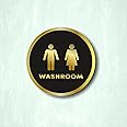 TOPTAG Washroom Signage Golden Black Self-Adhesive 6 Inches Round ...