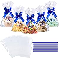 50PCS Clear Cellophane Treat Bags, AUERVO 13 x 18 cm Clear Resealable Flat Cello Bags Sweet ...