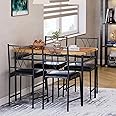 DecorNation Solid Wood and Metal 4 Seater Dining Room Set - Dining Table with 4 Upholstered ...