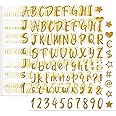 800 Pcs 10 Sheets Gold Letter Stickers Self Adhesive Letter Stickers ...