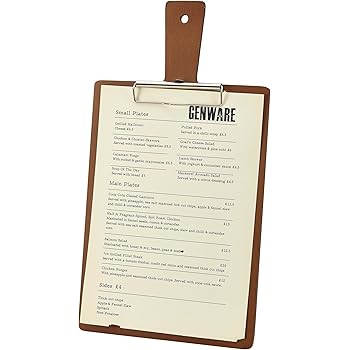 Wooden Menu Clipboard A4 - Rustic Wooden Menu Holder, Ideal for ...