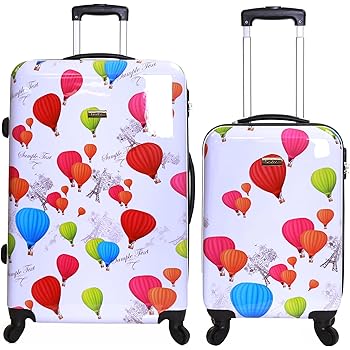 2408 New York City White Suitcase Multicolour Design Set of 3 Suitcases ...