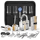 Eventronic Lock Picking Set, 30-Piece Lock Pick Set with 4 Transparent Training Locks and Manual ...