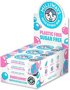 Milliways Super Natural Gum - Bubblemint Chewing Gum | 12 Packs of 10 ...