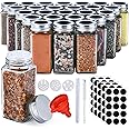 GoMaihe Kryddburkar 25 set, genomskinliga förvaringsburkar med lock ...