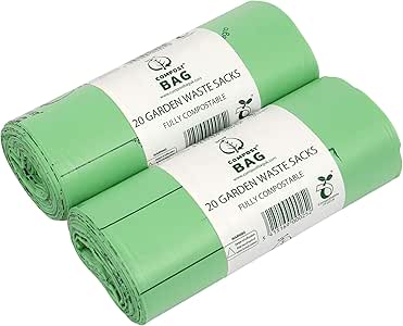 40 Bags Compostable Garden Waste Sacks - Compost Bag Liners - EN 13432 ...
