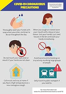 10 Pack - Covid-19 Coronavirus Safety Precautions Poster - A4 Size (21 ...