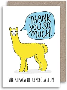 Alpaca of Appreciation Greeting Card - Thank You Card - Funny Llama ...