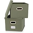 ZICOTO Decorative File Organizer Box Set of 2 - Collapsible Linen ...
