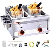 Commercial Countertop LPG Gas Deep Fat Fryer Dual Tanks with 10Lx2 ...