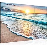 Amazon.de: Runa Art Wandbilder Sonnenuntergang Strand Bild XXL Schlafzimmer Wohnzimmer Grau Rosa ...