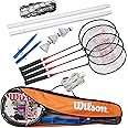 Wilson 4 Player Badminton Set V2 With Racket Poles & Net Shuttlecock ...