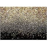 Gold Bokeh Photography Backdrop, 5 x 7ft Black and Gold Backdrop, Photography Background Cloth ...